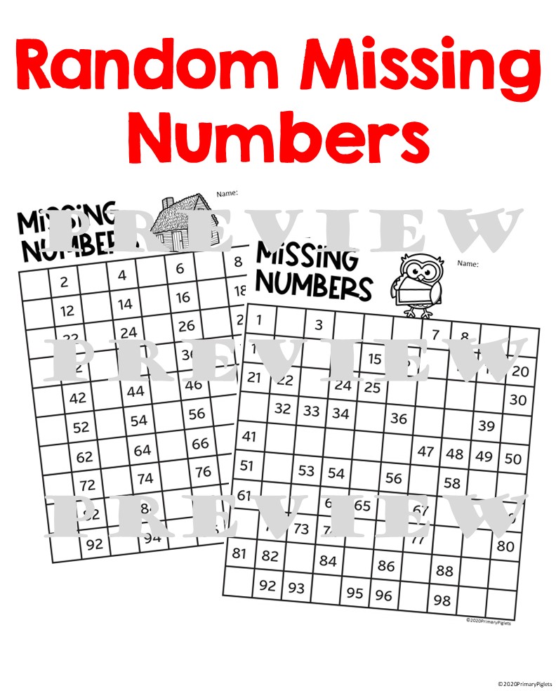 100s CHARTS WORKSHEETS - BLANK, FILL IN, MISSING NUMBERS - THANKSGIVING ...