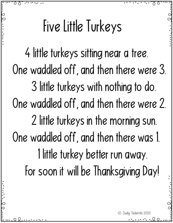 Five Little Turkeys {Pocket Chart Poem and Student Books} | Made By ...