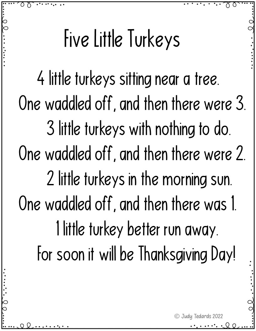 Five Little Turkeys {Pocket Chart Poem and Student Books} | Made By ...