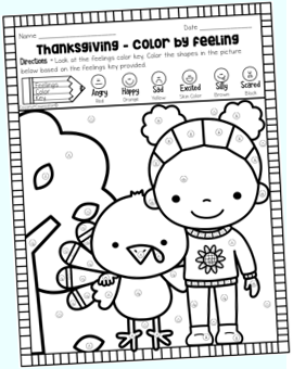 Thanksgiving Color by Feeling Worksheets | Made By Teachers