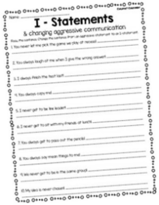 I-Statement Worksheet | Changing Aggressive Communication | Made By ...