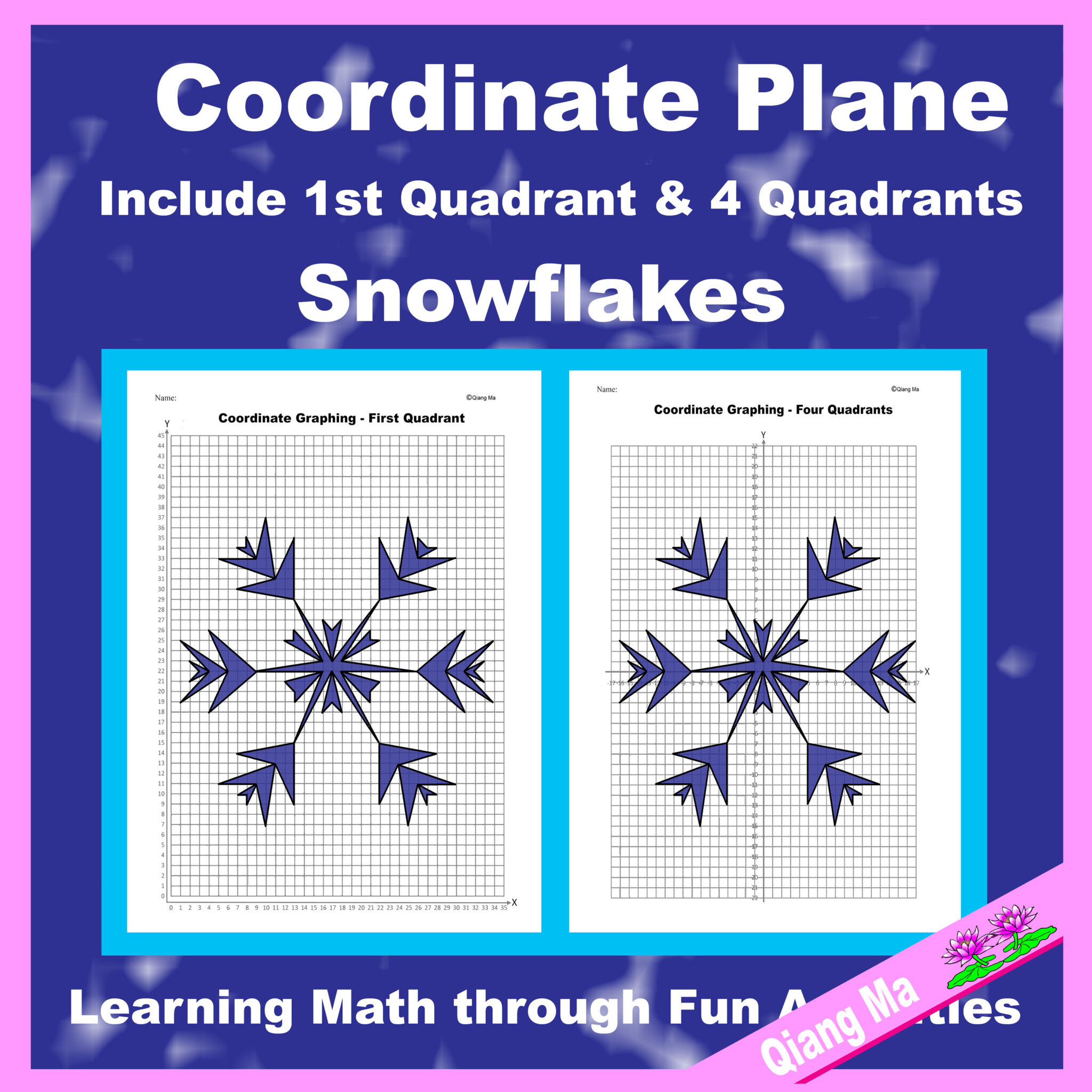 Winter Coordinate Plane Graphing Picture: Snowflakes (5) | Made By Teachers