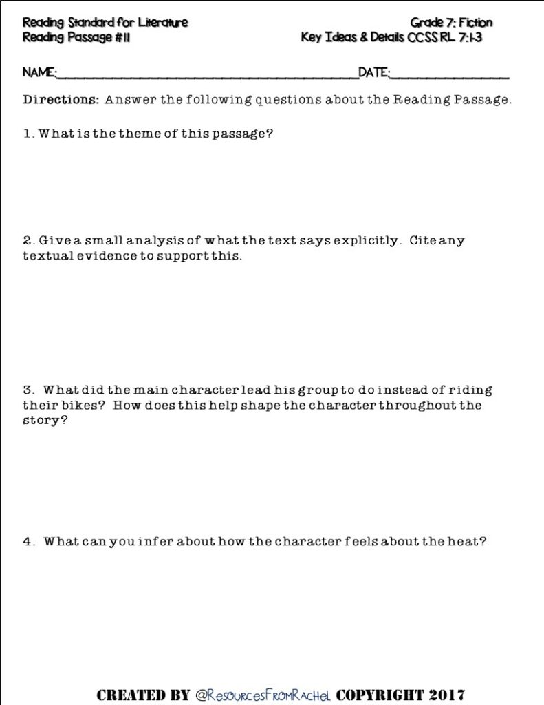 Reading Comprehension Assessments 7th grade volume 3 | Made By Teachers