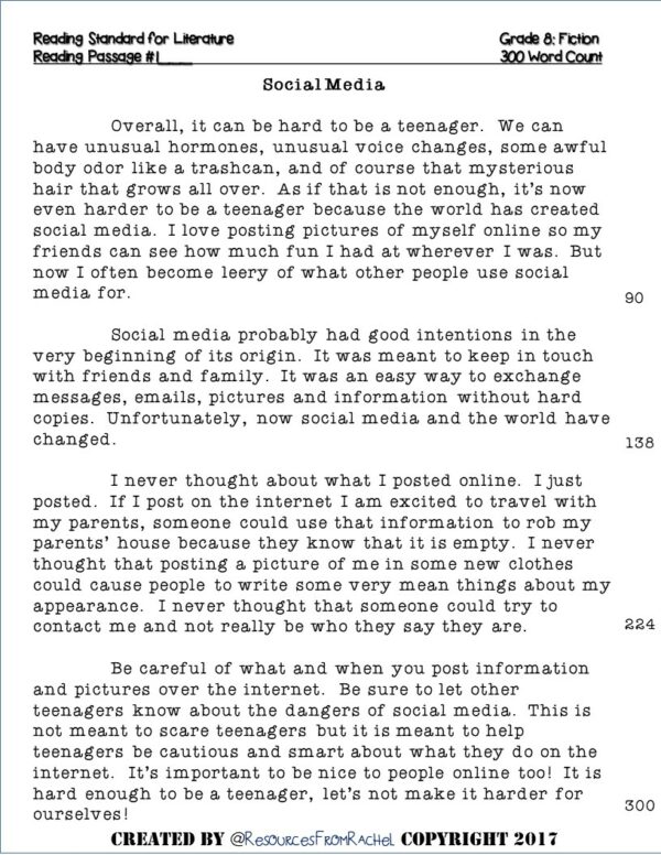 Reading Comprehension Assessments - 8th grade volume 1 | Made By Teachers