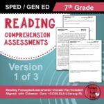 Reading Comprehension Assessments 7th grade volume 1 - Made By Teachers