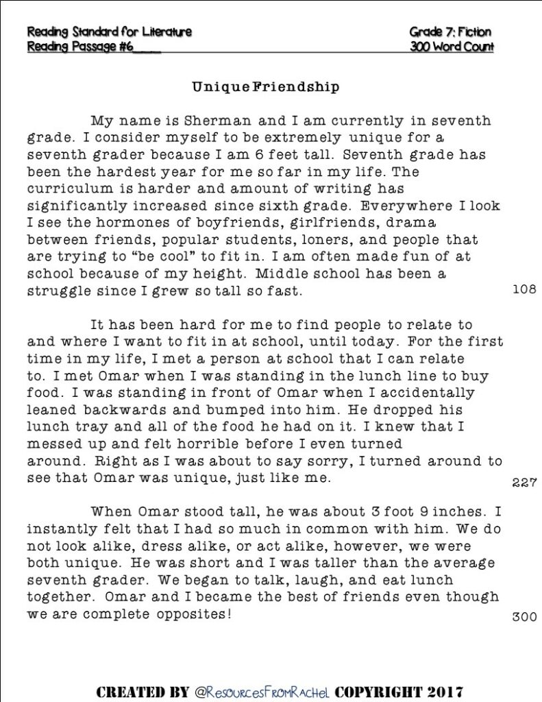 Reading Comprehension Test Grade 7 Pdf