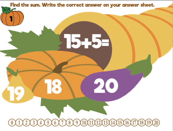 Thanksgiving Addition within 20 | Made By Teachers