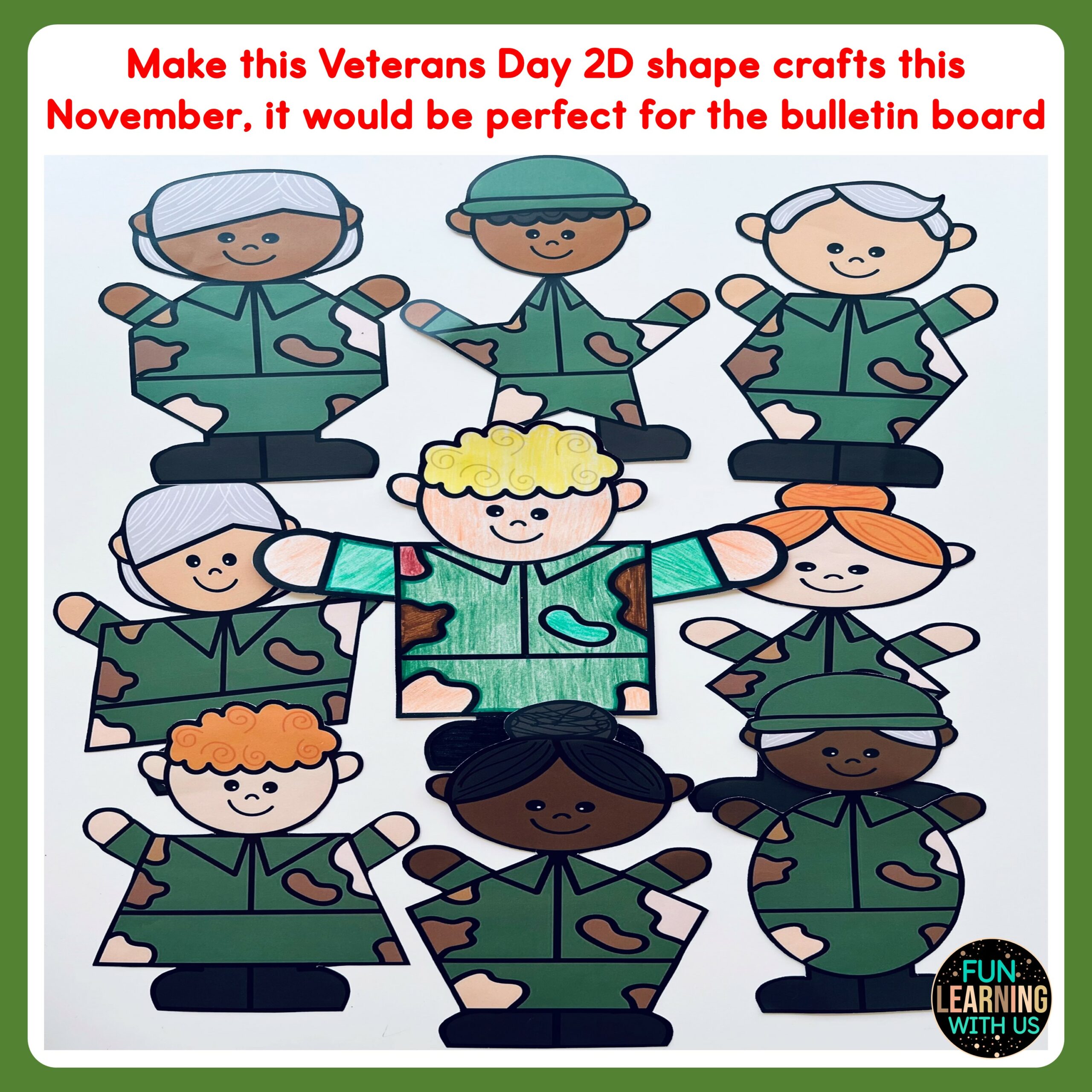 Build an Army 2D Shapes Craft | Veterans Day Memorial Day Bulletin ...