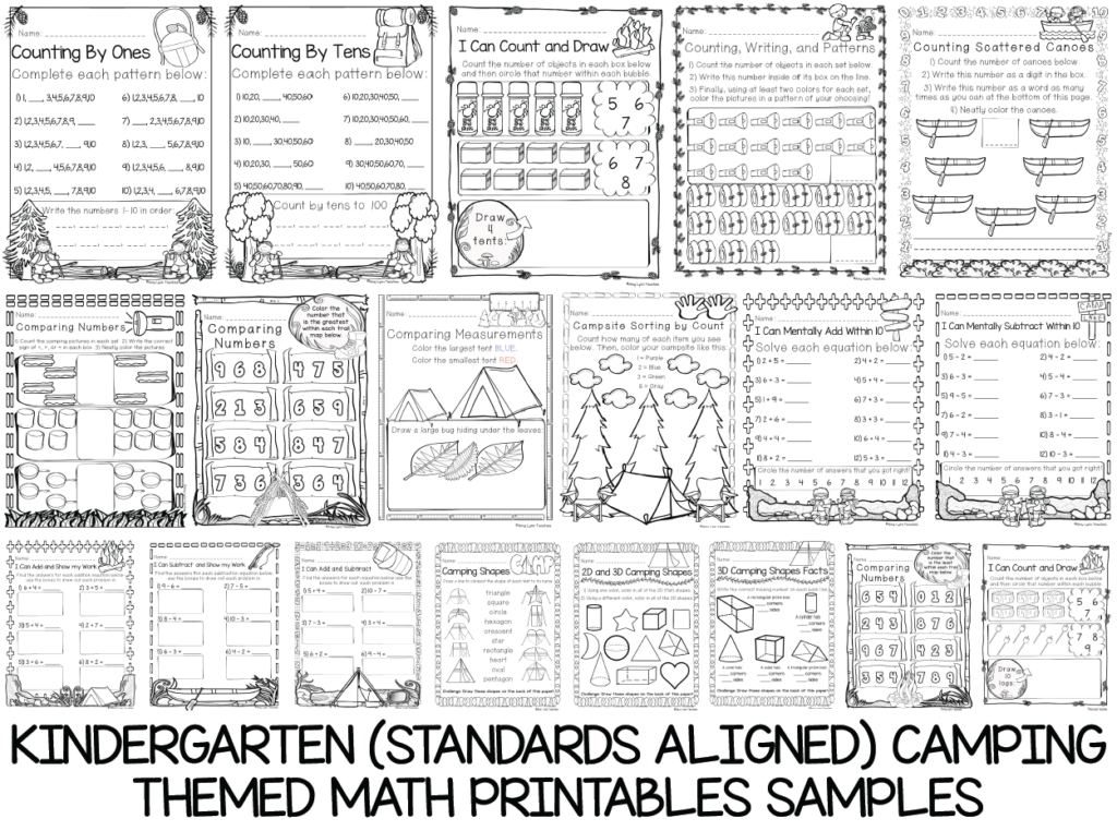 Kindergarten Camping Themed Worksheets {100 Standards Aligned ...