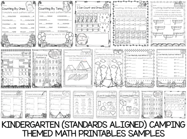 Kindergarten Camping Themed Worksheets {100 Standards Aligned ...