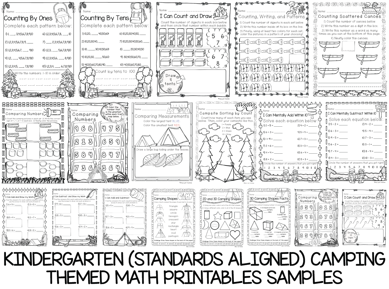 Kindergarten Camping Themed Worksheets {100 Standards Aligned ...