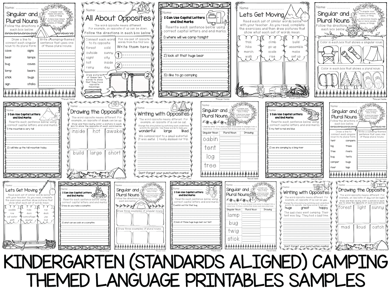 Kindergarten Camping Themed Worksheets {100 Standards Aligned ...