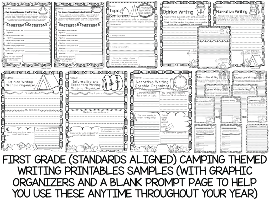 First Grade Camping Themed Worksheets {100 Standards Aligned Printables ...