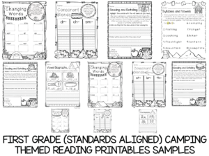 First Grade Camping Themed Worksheets {100 Standards Aligned Printables ...