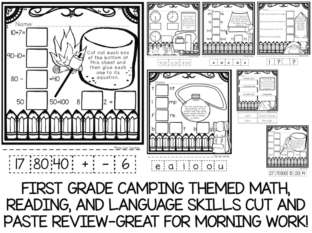 First Grade Camping Themed Worksheets {100 Standards Aligned Printables ...