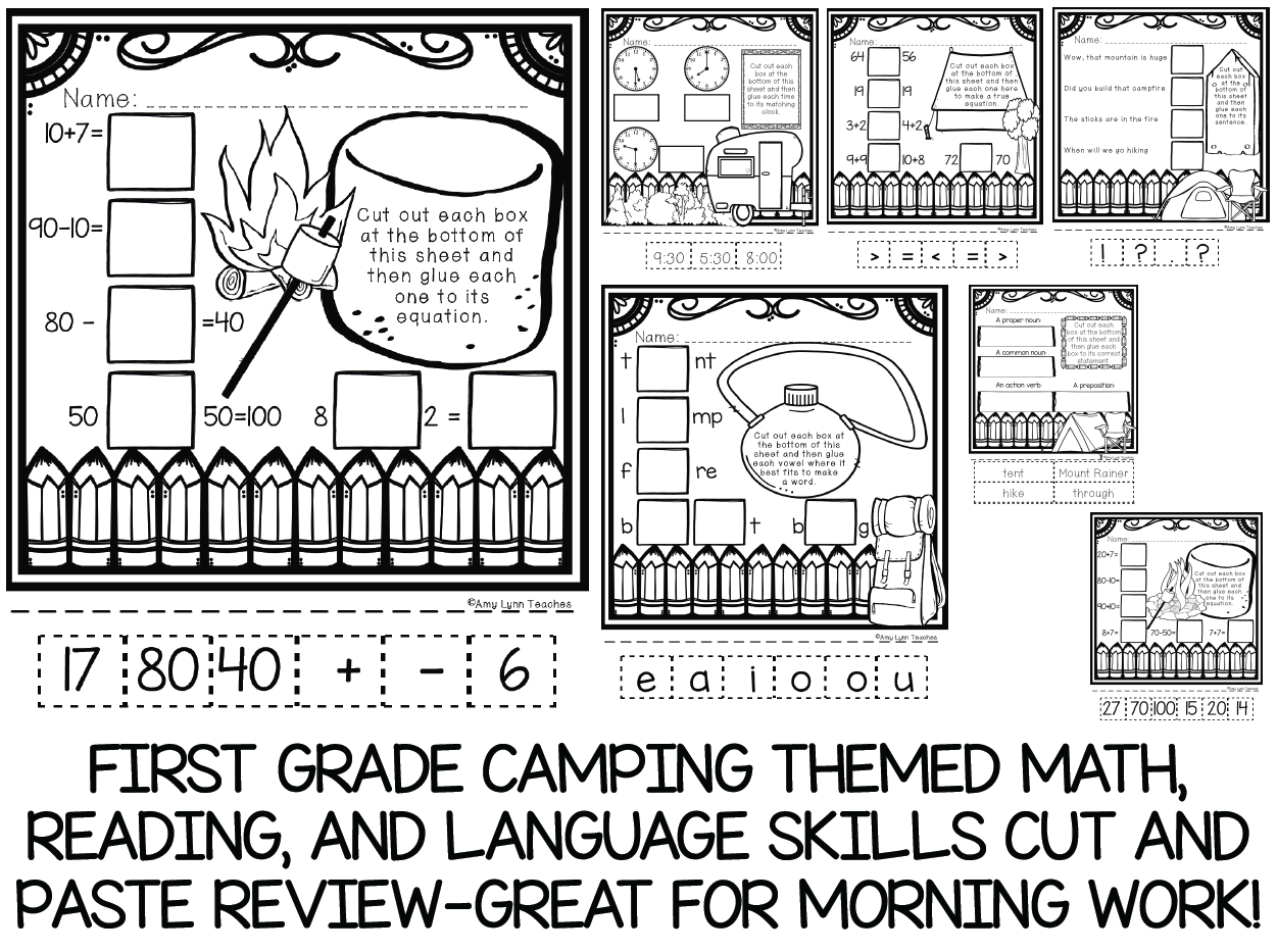 First Grade Camping Themed Worksheets {100 Standards Aligned Printables ...