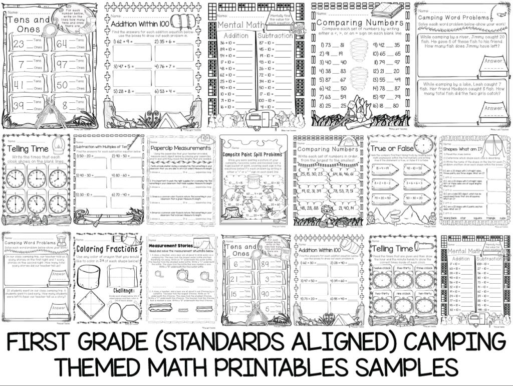 First Grade Camping Themed Worksheets {100 Standards Aligned Printables ...