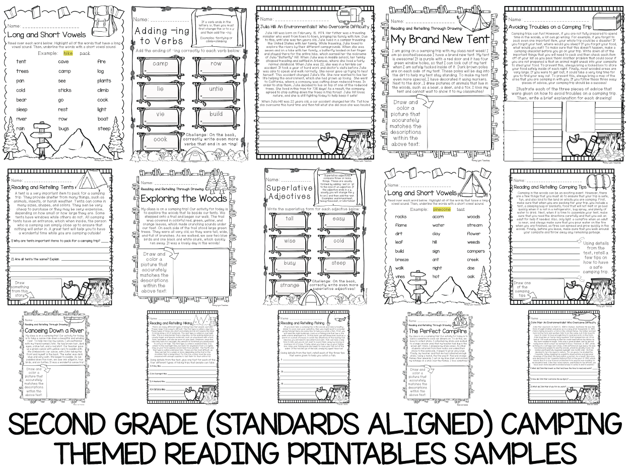 Second Grade Camping Themed Worksheets {100 Standards Aligned ...