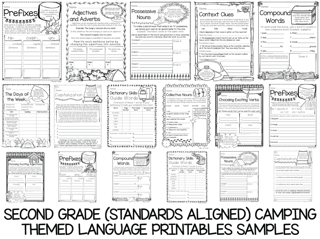 Second Grade Camping Themed Worksheets {100 Standards Aligned ...