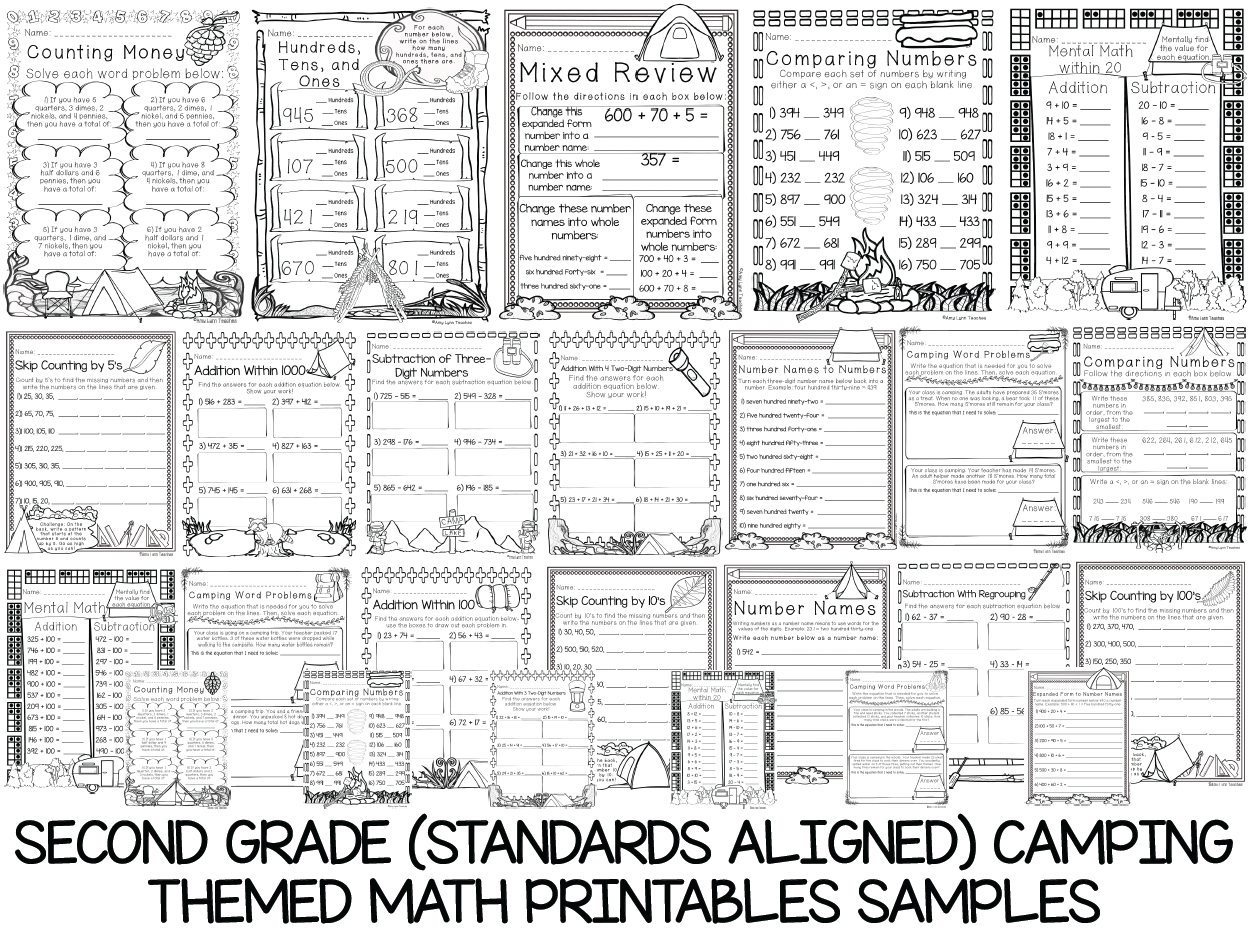 Second Grade Camping Themed Worksheets {100 Standards Aligned ...