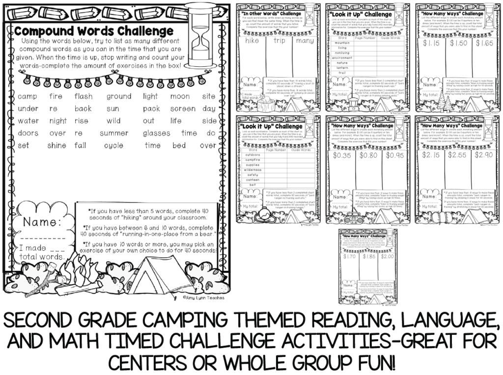 Second Grade Camping Themed Worksheets {100 Standards Aligned ...