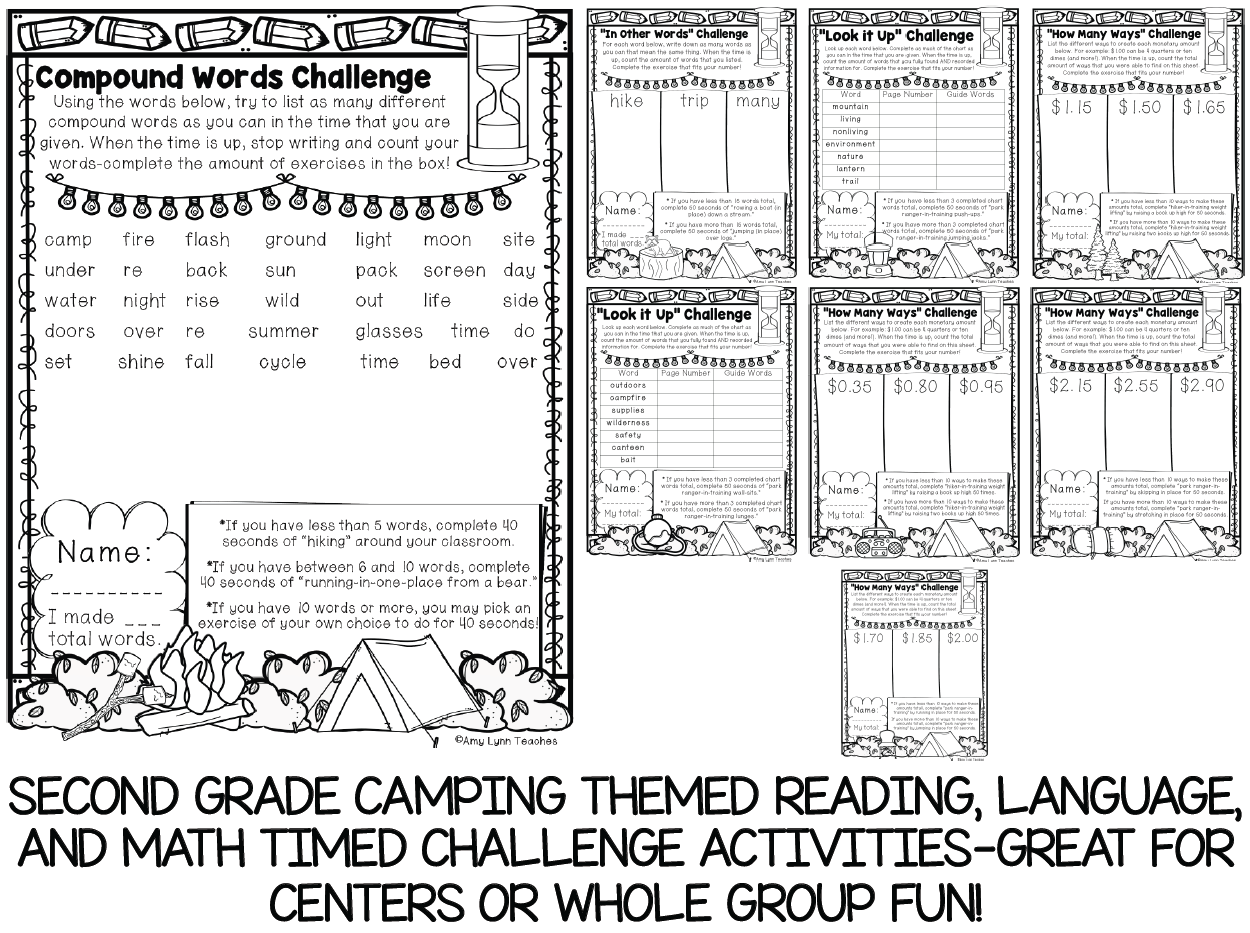 Second Grade Camping Themed Worksheets {100 Standards Aligned ...