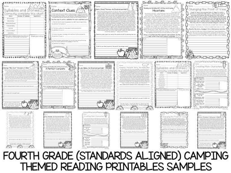 Fourth Grade Camping Themed Worksheets {100 Standards Aligned ...