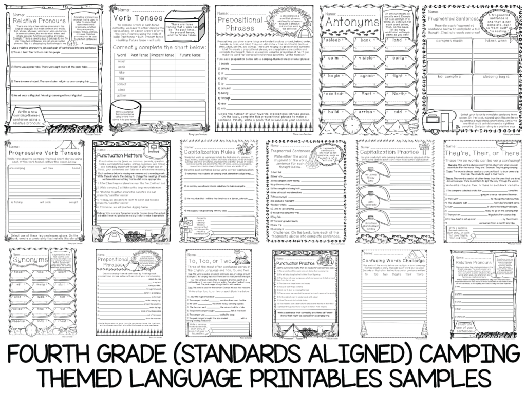 Fourth Grade Camping Themed Worksheets {100 Standards Aligned ...