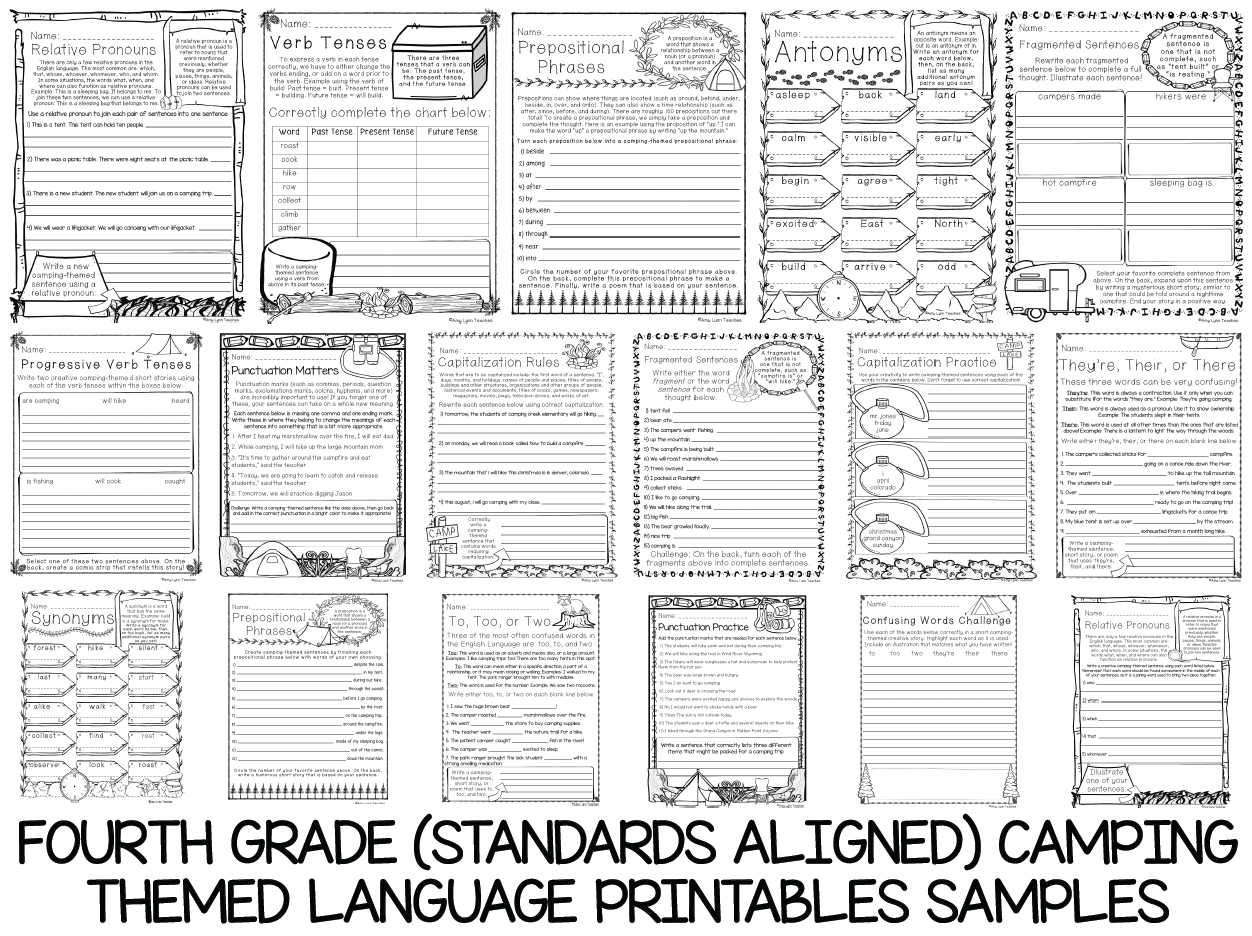 Fourth Grade Camping Themed Worksheets {100 Standards Aligned ...