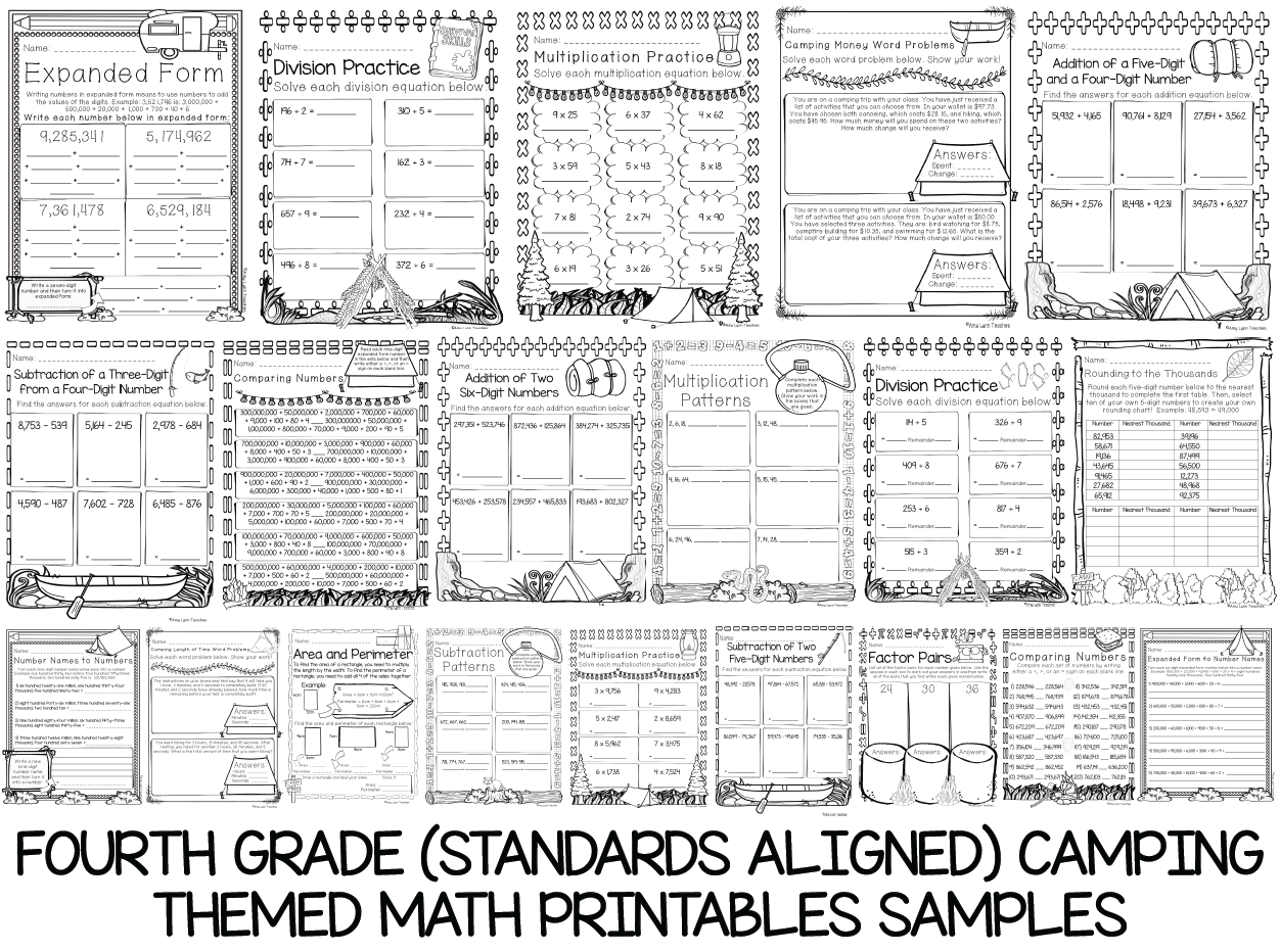 Fourth Grade Camping Themed Worksheets {100 Standards Aligned ...