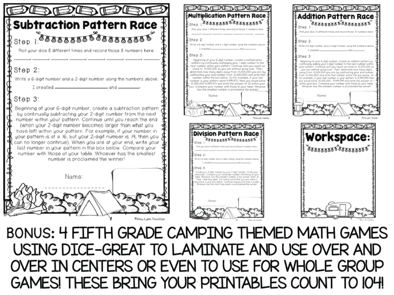 Fifth Grade Camping Themed Worksheets {100 Standards Aligned Printables ...