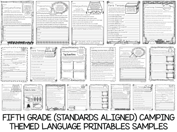 Fifth Grade Camping Themed Worksheets {100 Standards Aligned Printables ...