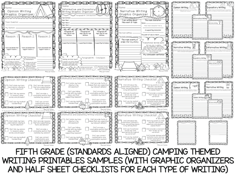 Fifth Grade Camping Themed Worksheets {100 Standards Aligned Printables ...