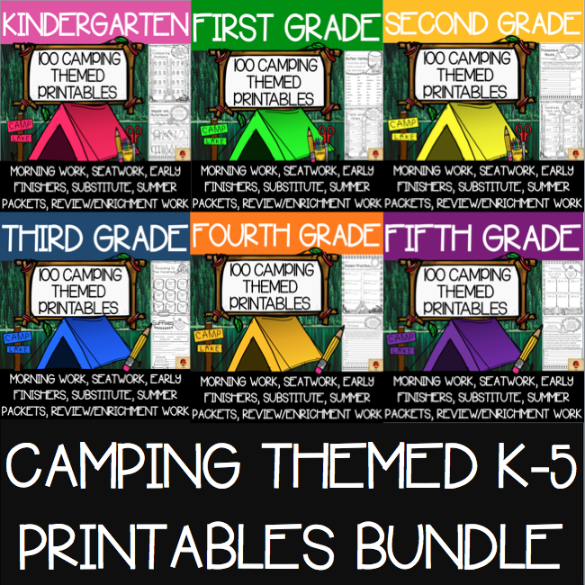 Camping Themed Worksheets Bundle {600 Standards Aligned Printables ...