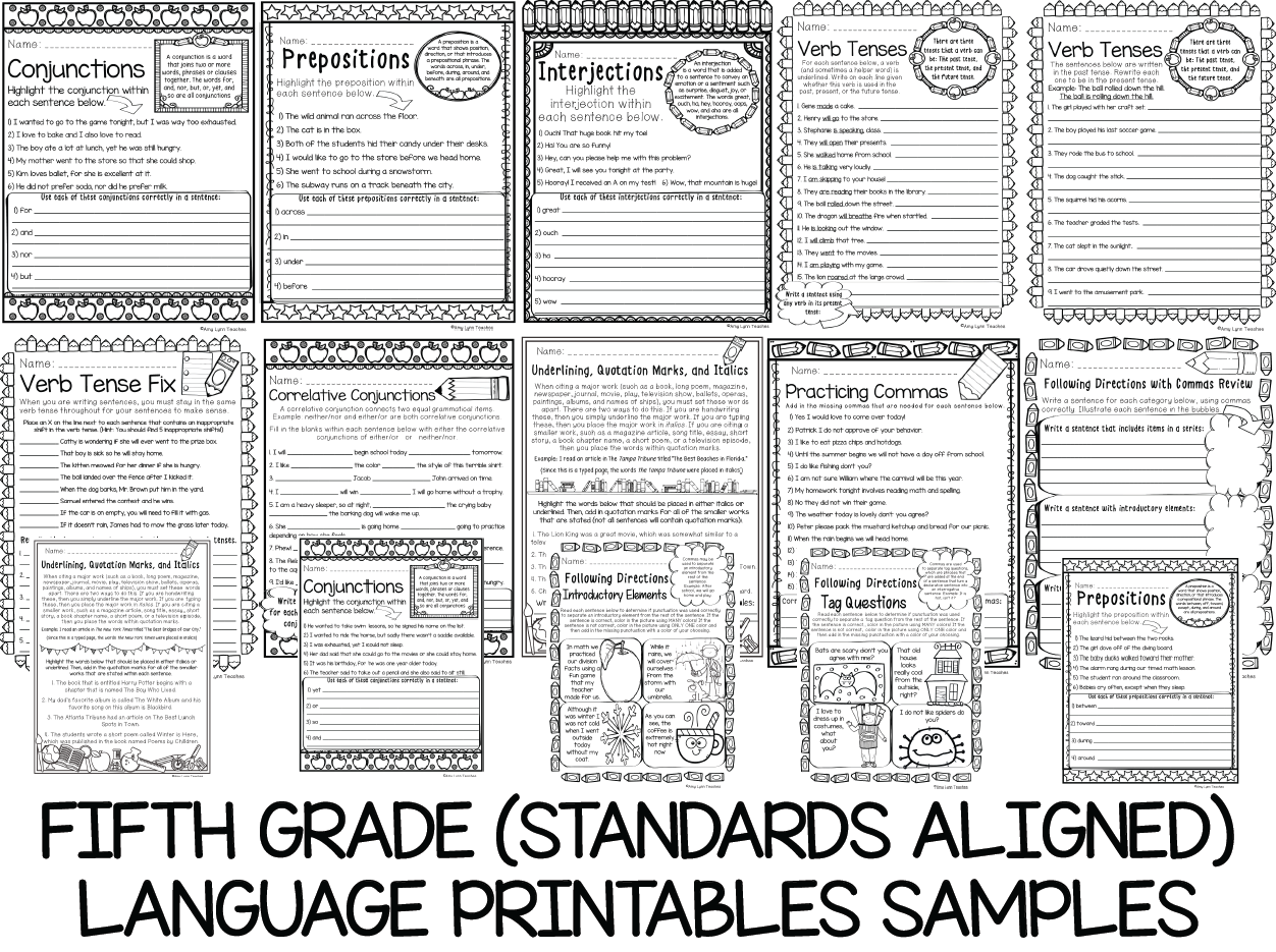 Fifth Grade Worksheets {100 Standards Aligned Printables} | Made By ...