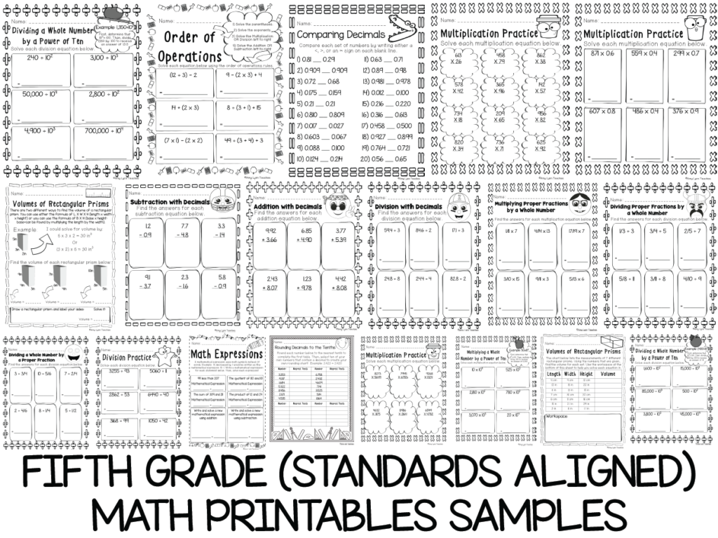 Fifth Grade Worksheets {100 Standards Aligned Printables} | Made By ...