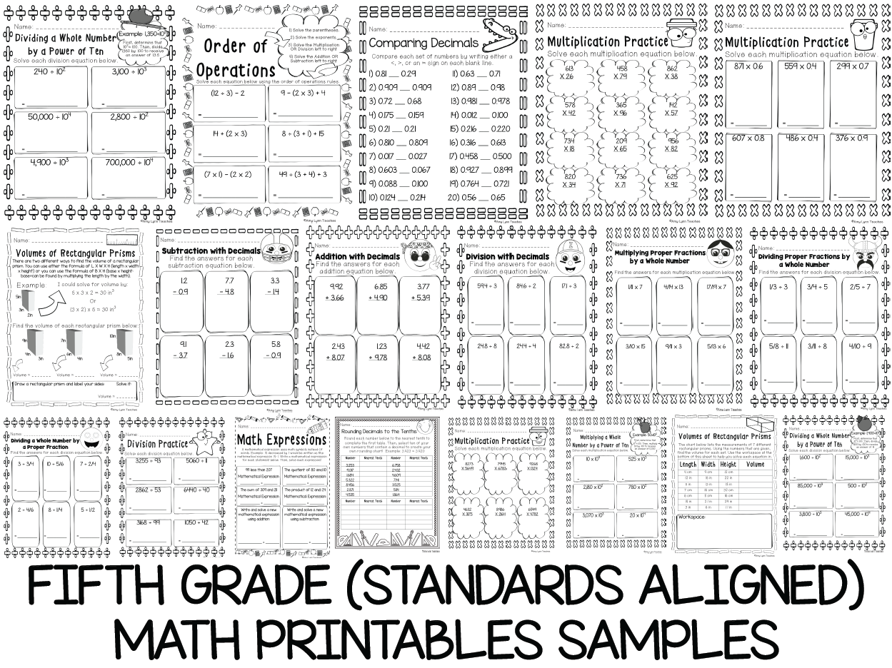 Fifth Grade Worksheets {100 Standards Aligned Printables} | Made By ...