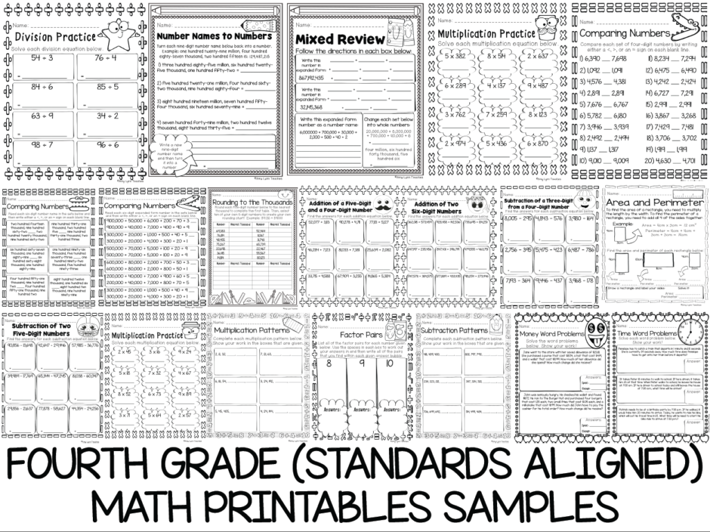 Fourth Grade Worksheets {100 Standards Aligned Printables} | Made By ...