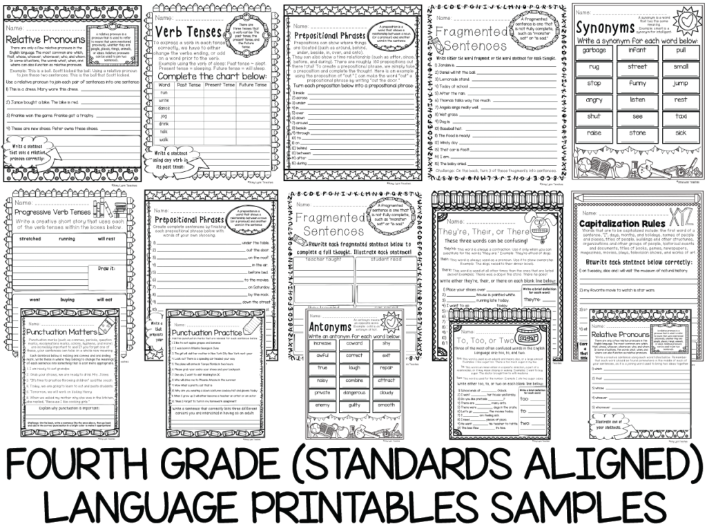Fourth Grade Worksheets {100 Standards Aligned Printables} | Made By ...