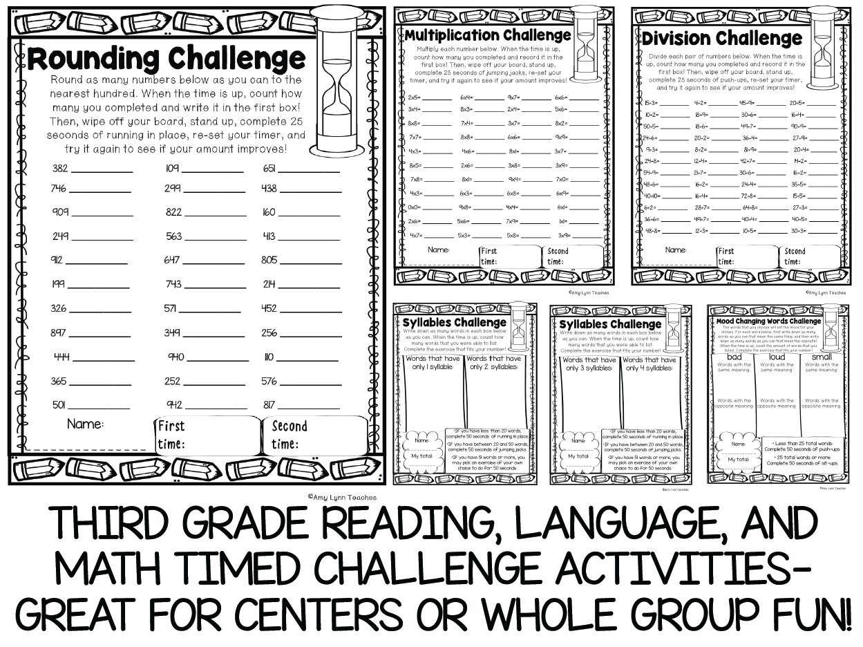 Third Grade Worksheets {100 Standards Aligned Printables} | Made By ...