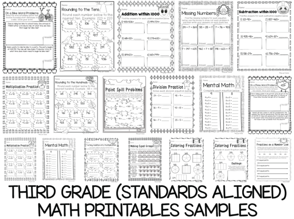 Third Grade Worksheets {100 Standards Aligned Printables} | Made By ...