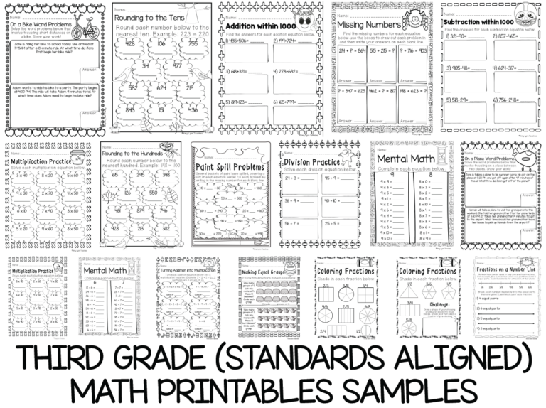 Third Grade Worksheets {100 Standards Aligned Printables} | Made By ...