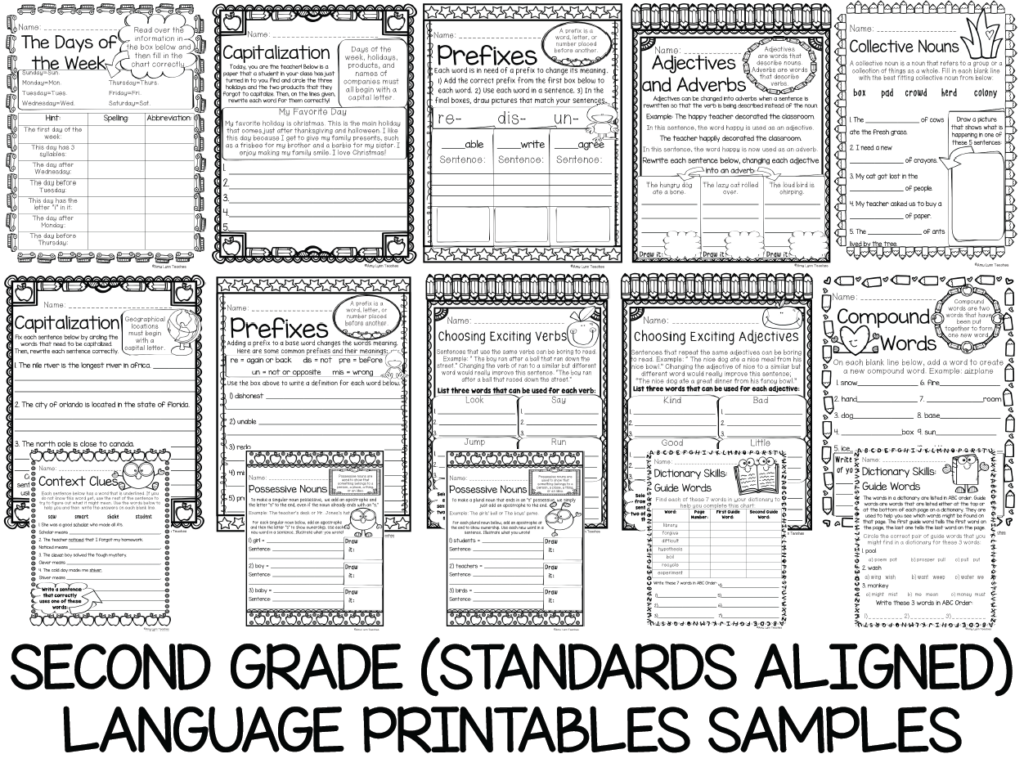 Second Grade Worksheets {100 Standards Aligned Printables} | Made By ...