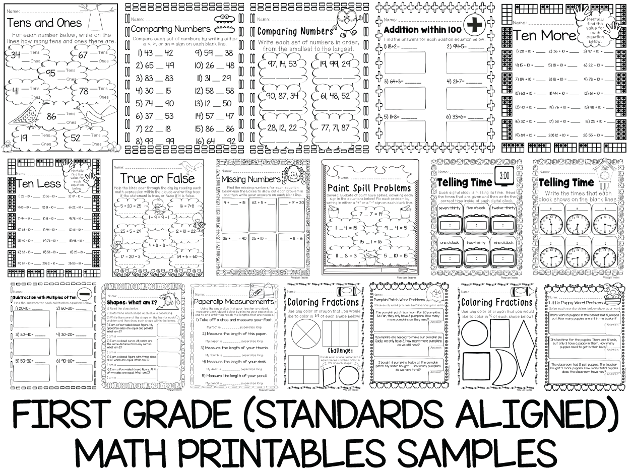 First Grade Worksheets {100 Standards Aligned Printables} | Made By ...