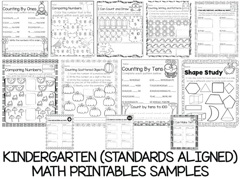 Kindergarten Worksheets {100 Standards Aligned Printables} - Made By ...