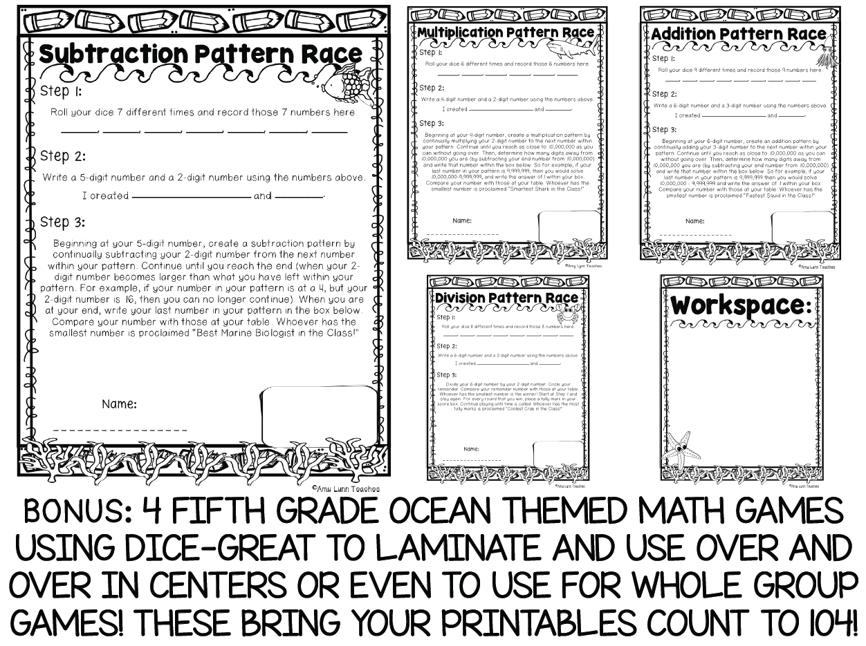 Fifth Grade Ocean Themed Worksheets {100 Standards Aligned Printables ...