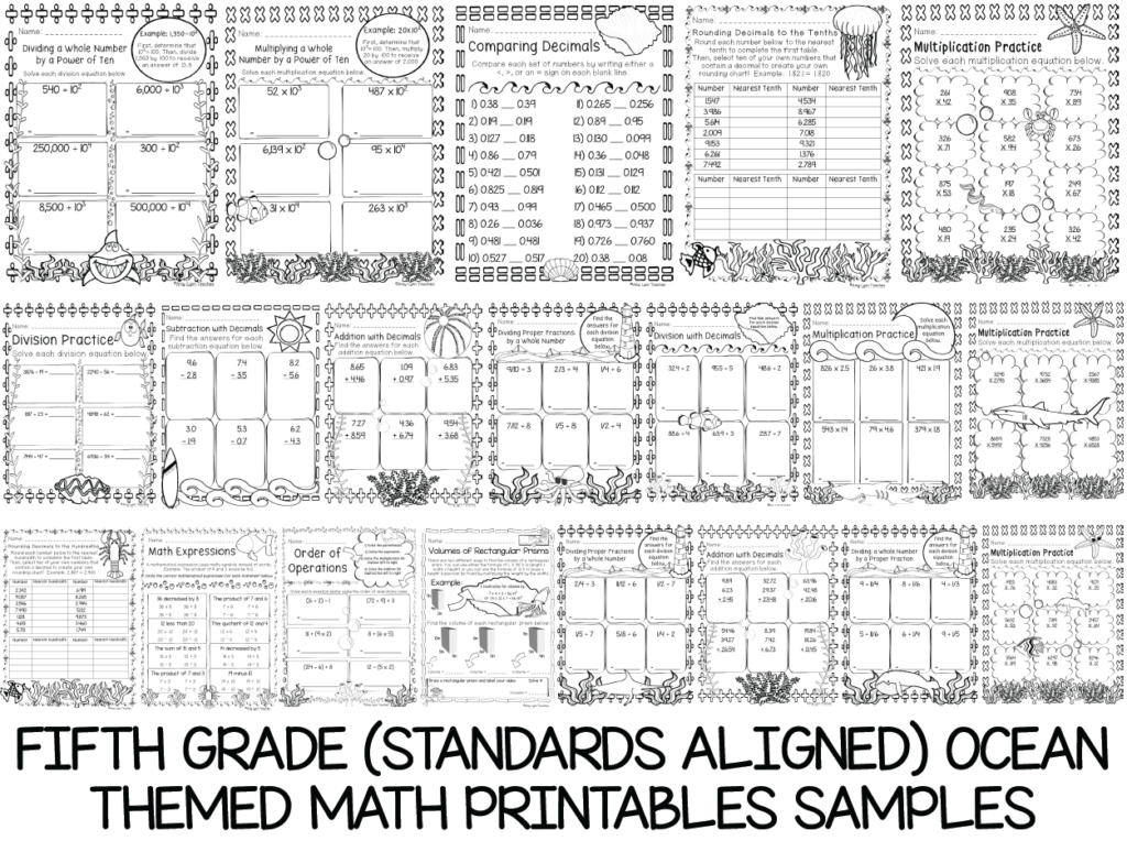 Fifth Grade Ocean Themed Worksheets {100 Standards Aligned Printables ...