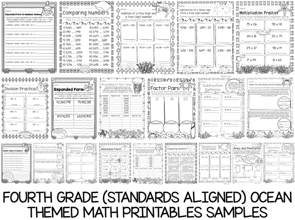 Fourth Grade Ocean Themed Worksheets {100 Standards Aligned Printables ...