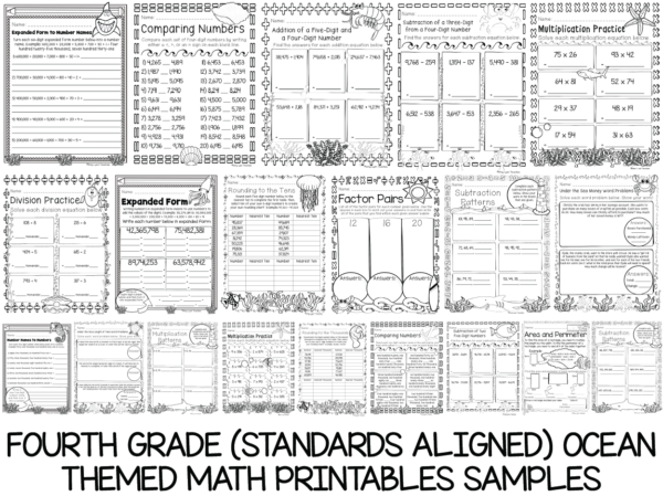Fourth Grade Ocean Themed Worksheets {100 Standards Aligned Printables ...