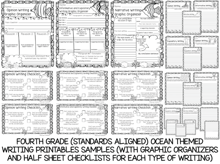 Fourth Grade Ocean Themed Worksheets {100 Standards Aligned Printables ...